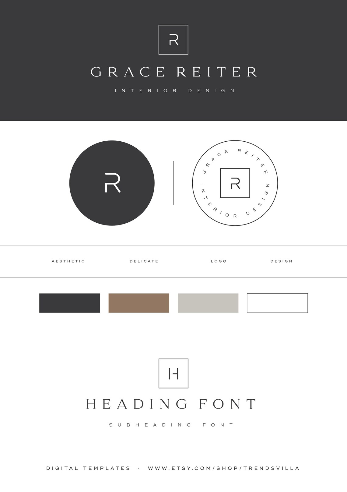 Interior Design Logo, Text Logo, Premade Logo Design, Elegant Logo ...