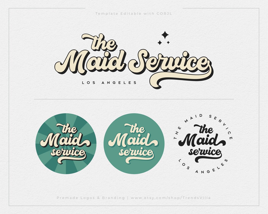 DIY Maid Service Logo Cleaning Editable Logo Designs Retro - Etsy