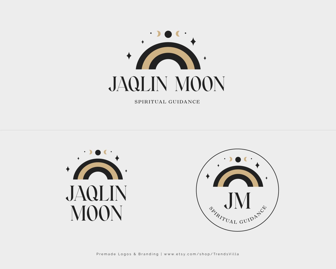 Rainbow Moon Logo Premade Logo Boho Logo Guidance Branding - Etsy