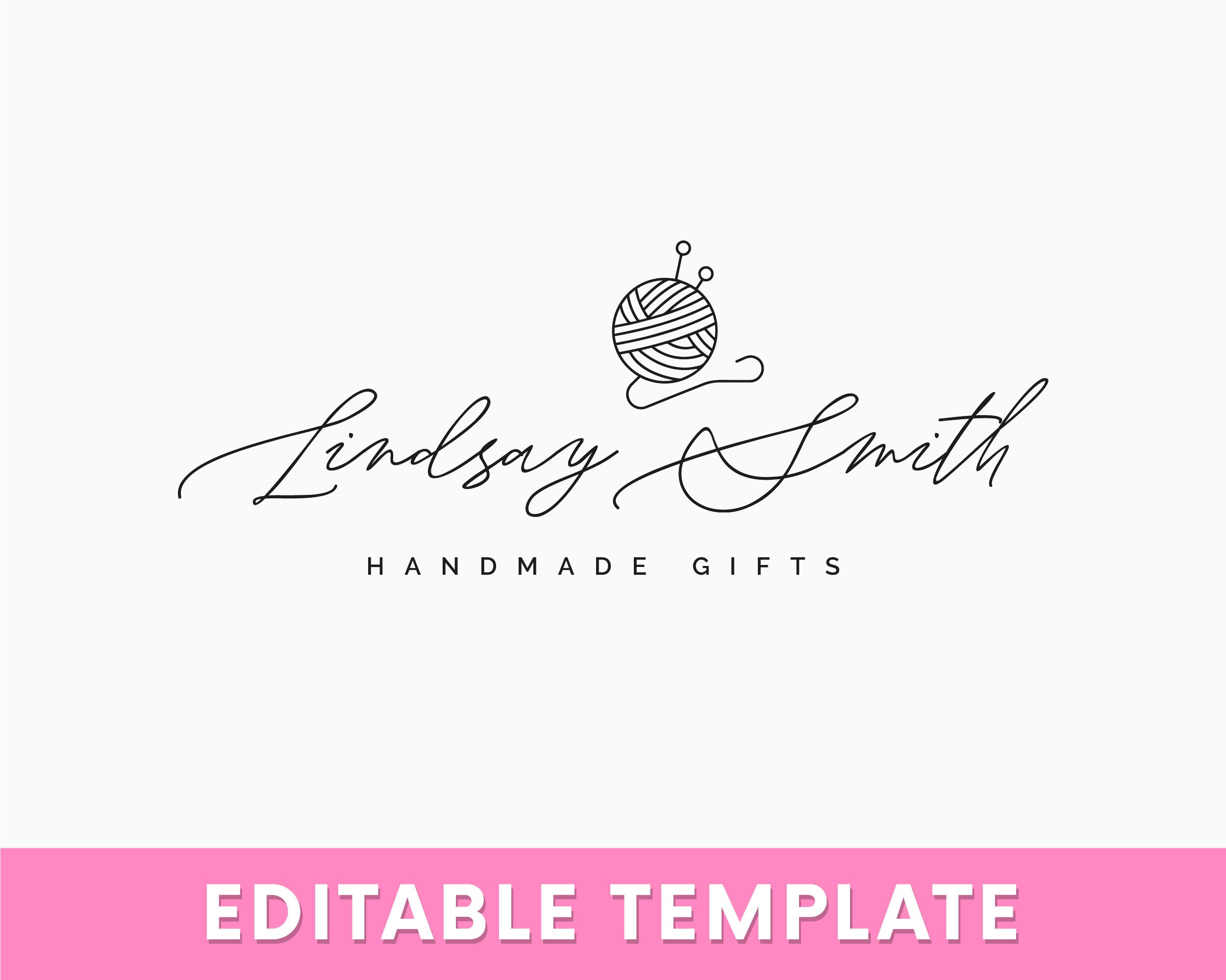 Editable Knitting Logo, Handmade Logo, Yarn Logo, Crochet Logo ...
