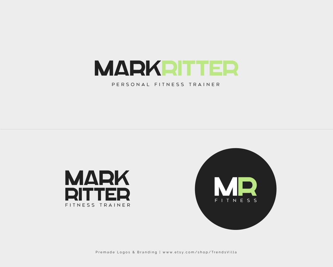 Personal Trainer Logo, Fitness Instructor Logo Set, Dumbbell Logo ...