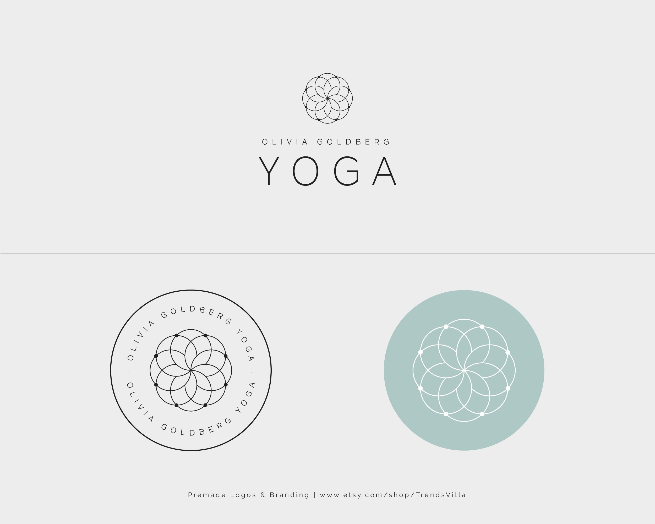 Premade Logo, Fit Logo, Mandala Logo, Yoga Teacher Logo, Zen Logo, Life ...