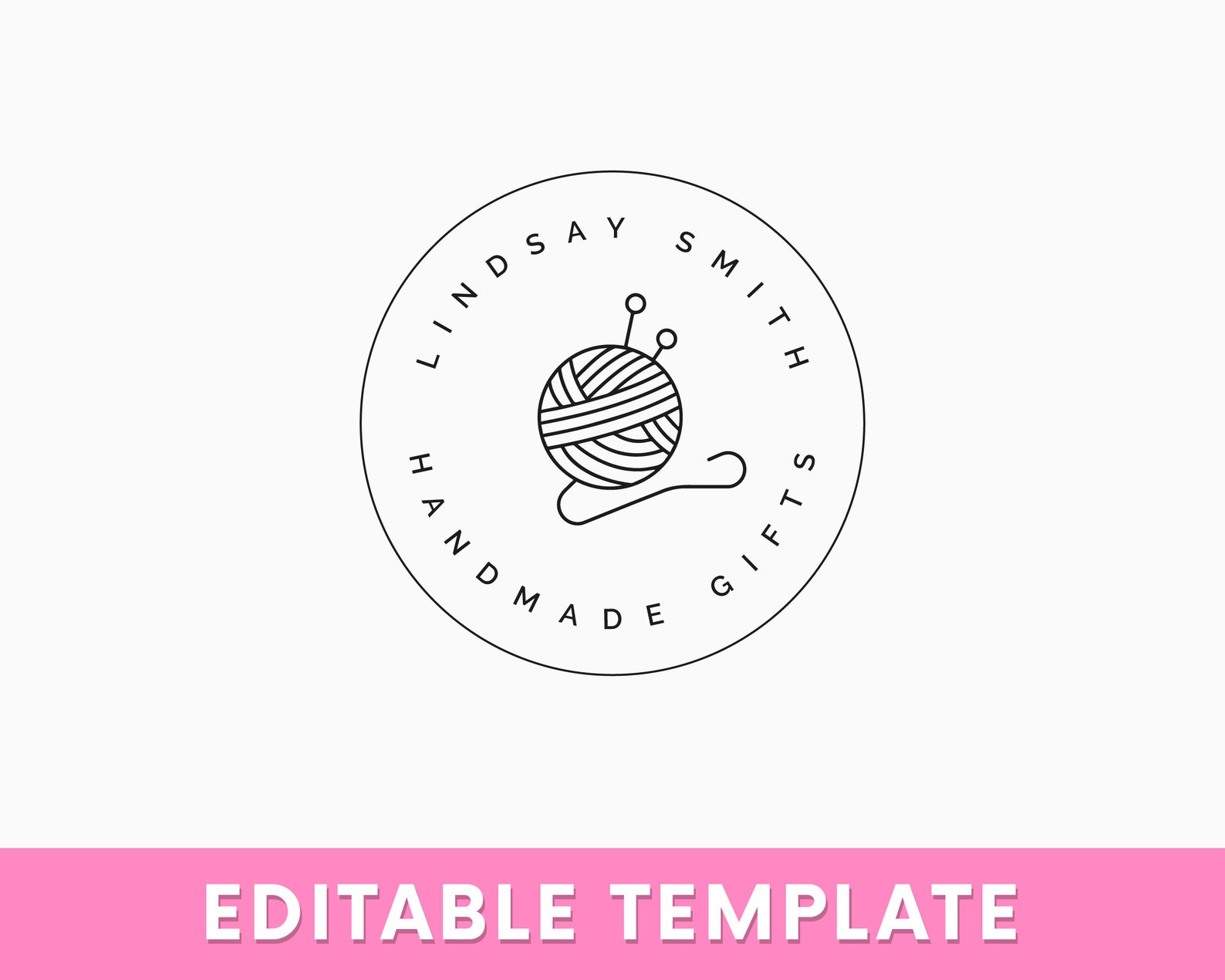 Editable Knitting Logo, Handmade Logo, Yarn Logo, Crochet Logo ...