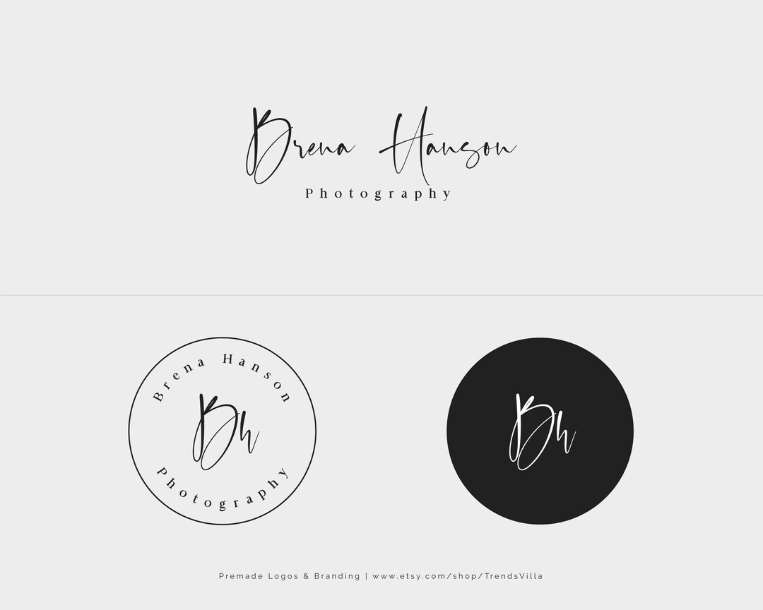 Premade Logo Design, Initials Logo, Photography Logo, Name Logo, Text ...