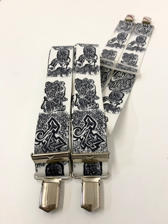Suspenders 4 clip extra-strong clips with jazz motif 120 cm | Etsy