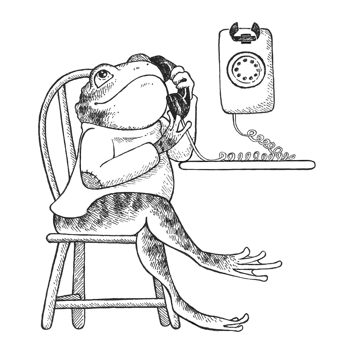 Frog on the Telephone Sticker - Etsy