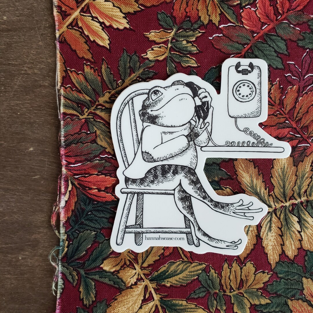 Frog on the Telephone Sticker - Etsy