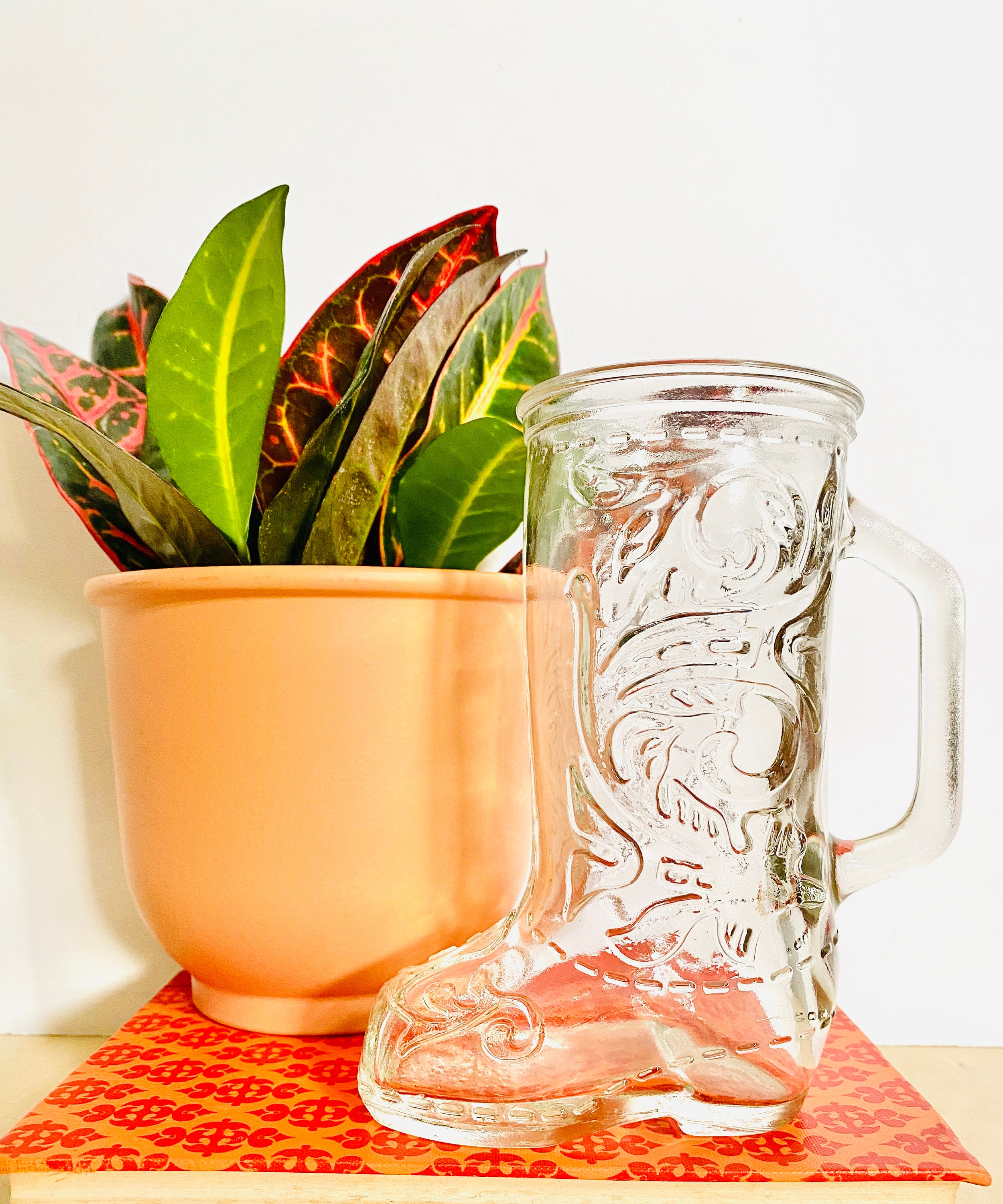 Vintage Glass Cowboy Boot Mug or Vase