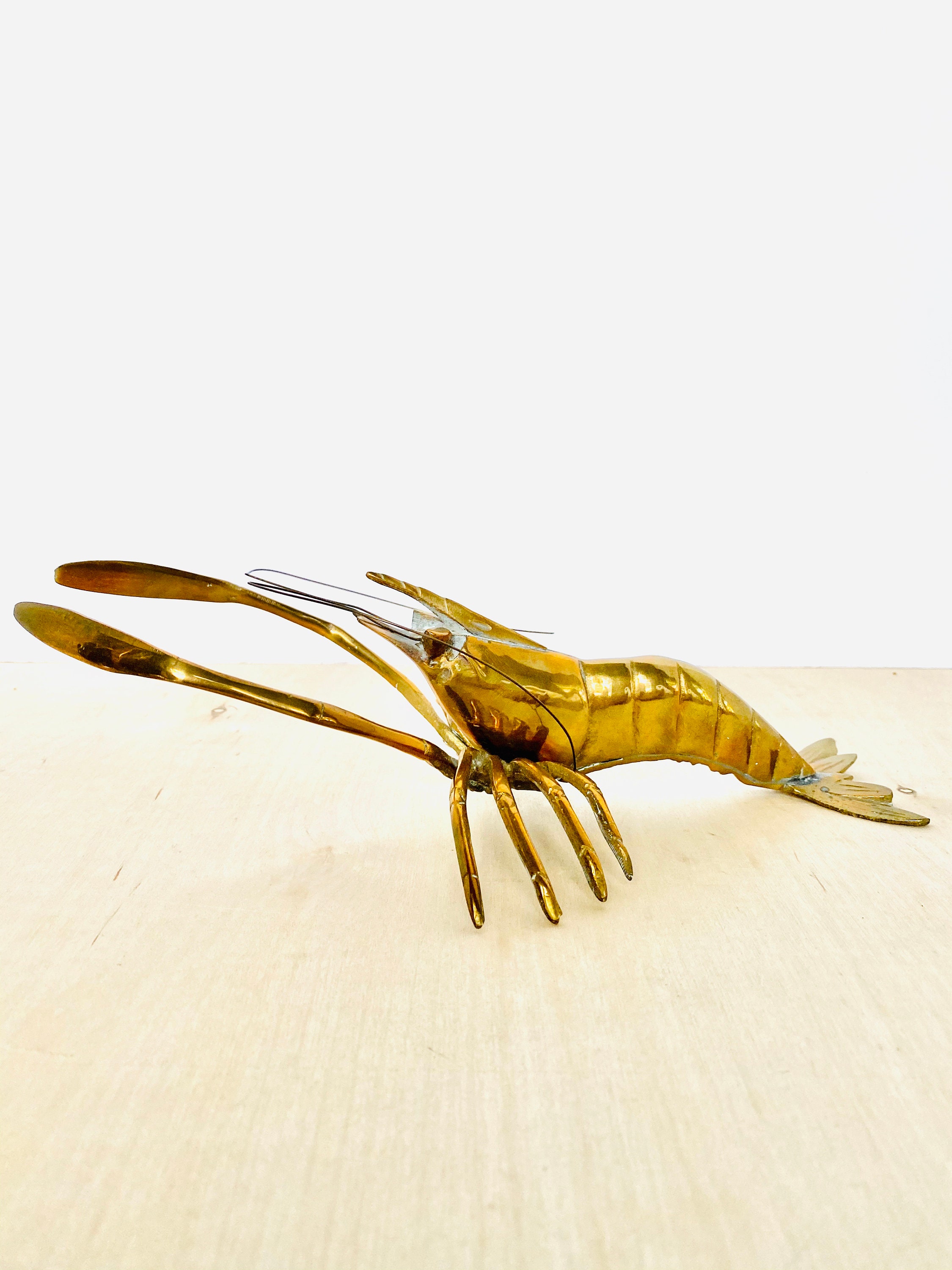 Vintage Mid-Century Brass Lobster Figurine or Wall Hanging