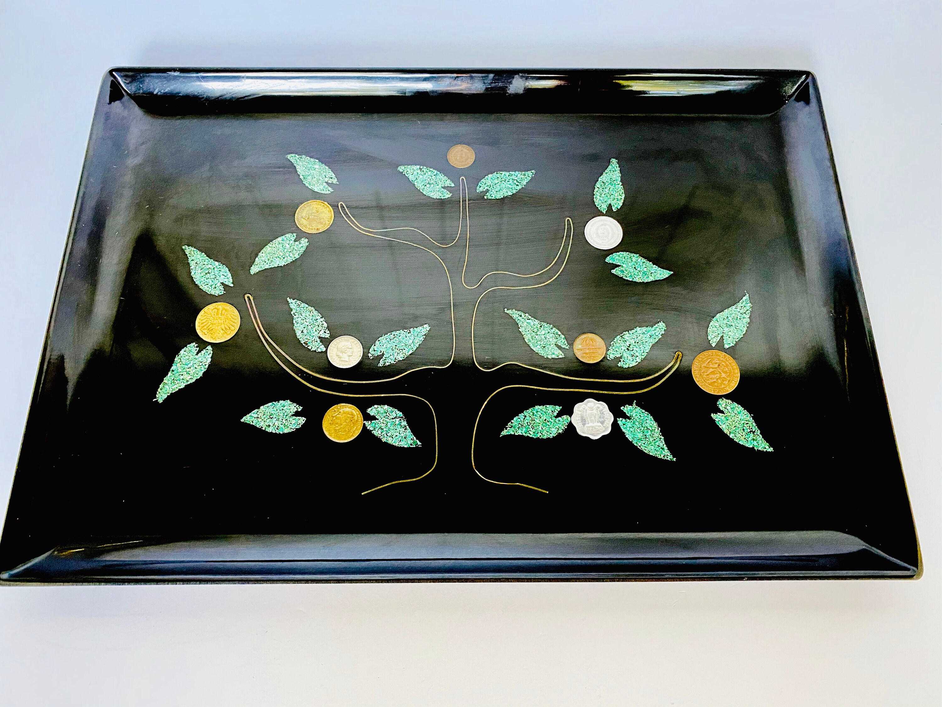 Vintage Mid-Century Couroc of Monterey Coin Tree/Money Tree/Tree of ...