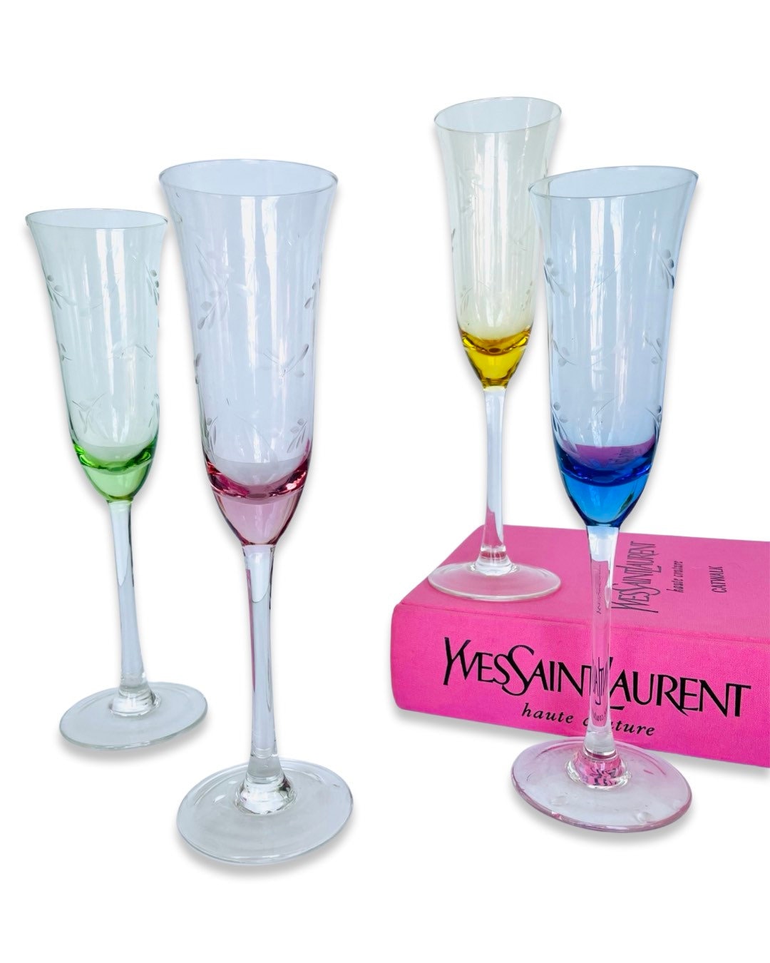 Colored Crystal Champagne Flutes