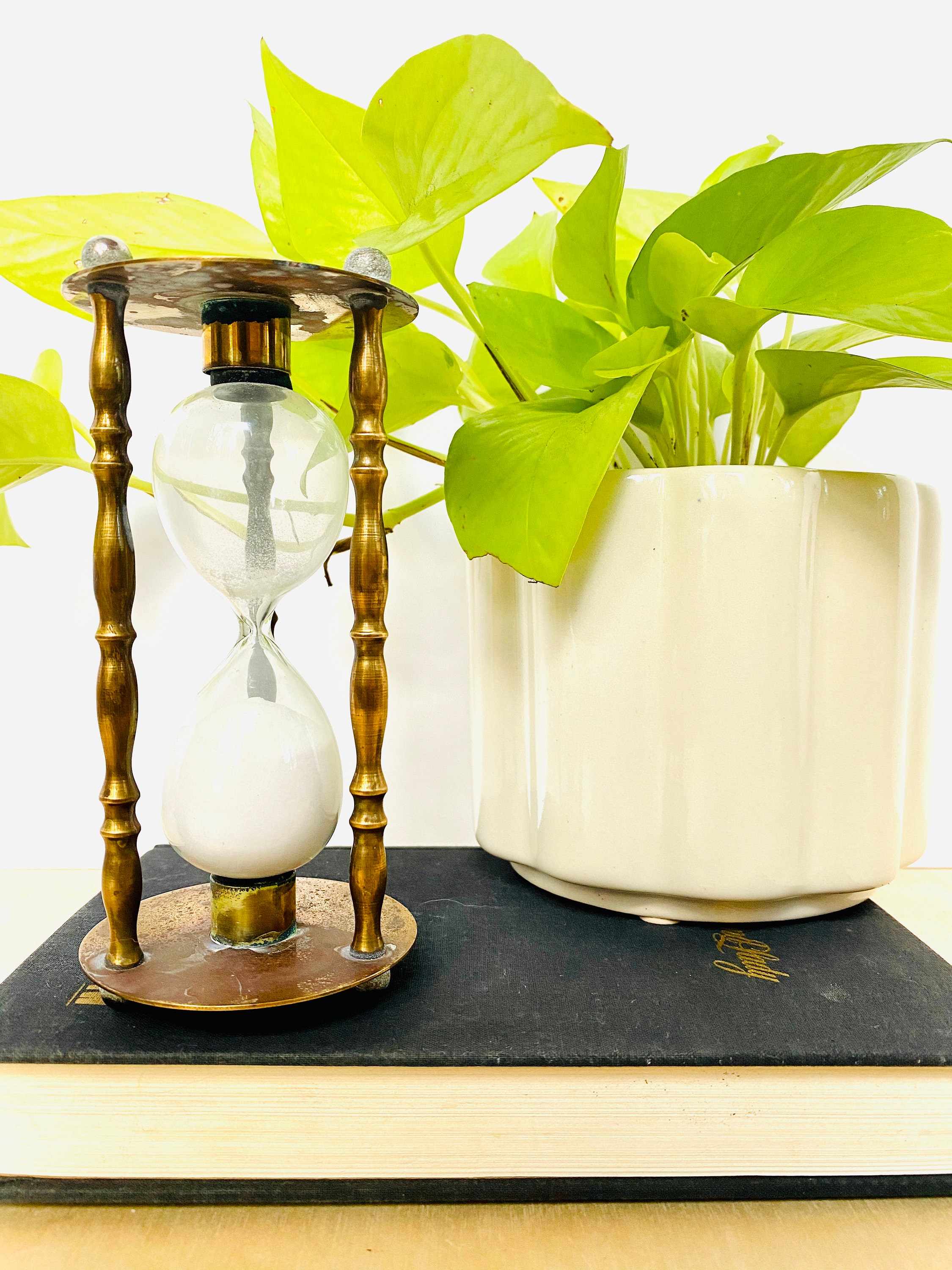 Vintage Mid Century Brass Hour Glass