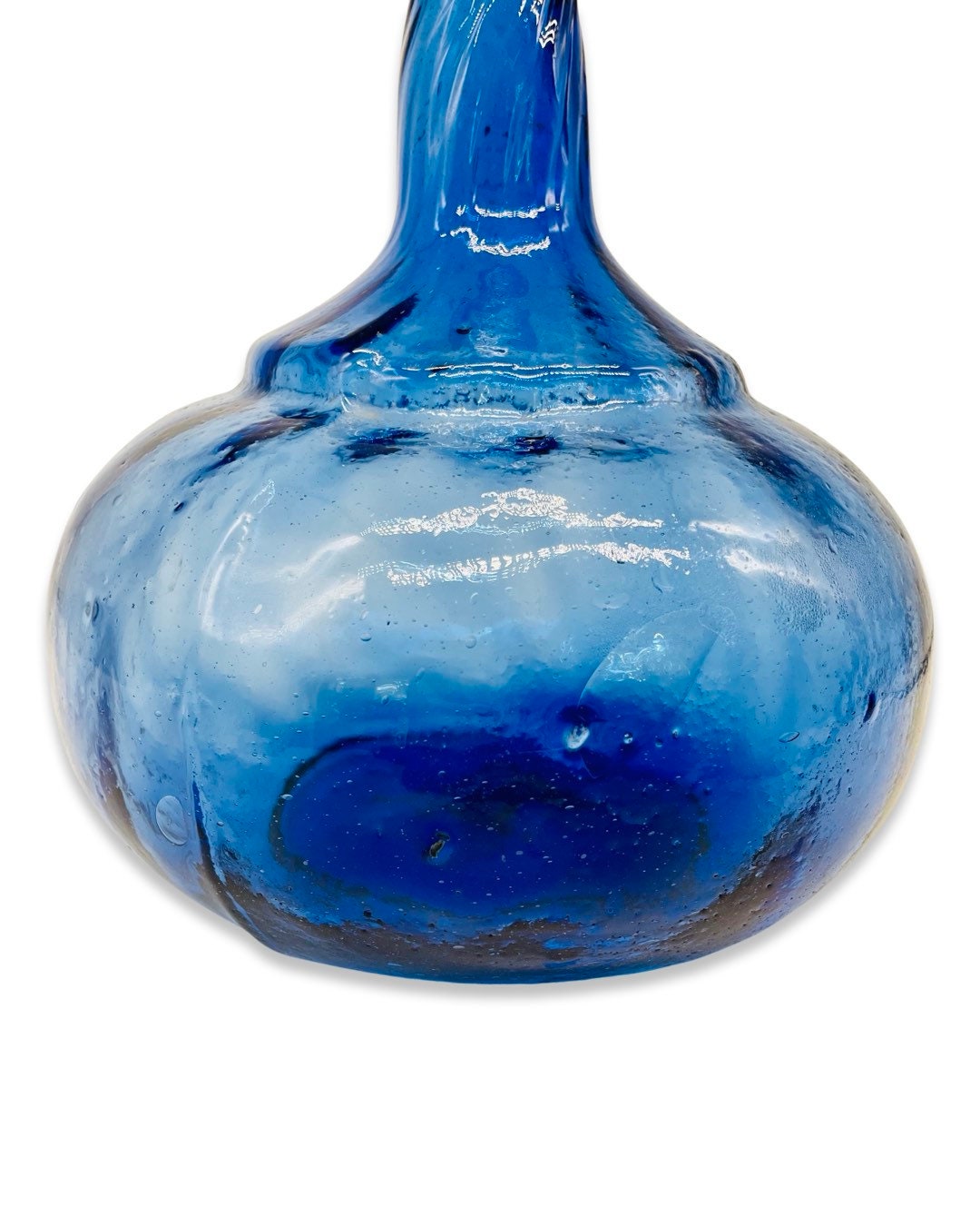 Vintage Hand Blown Cobalt Blue Glass Lidded Decanter
