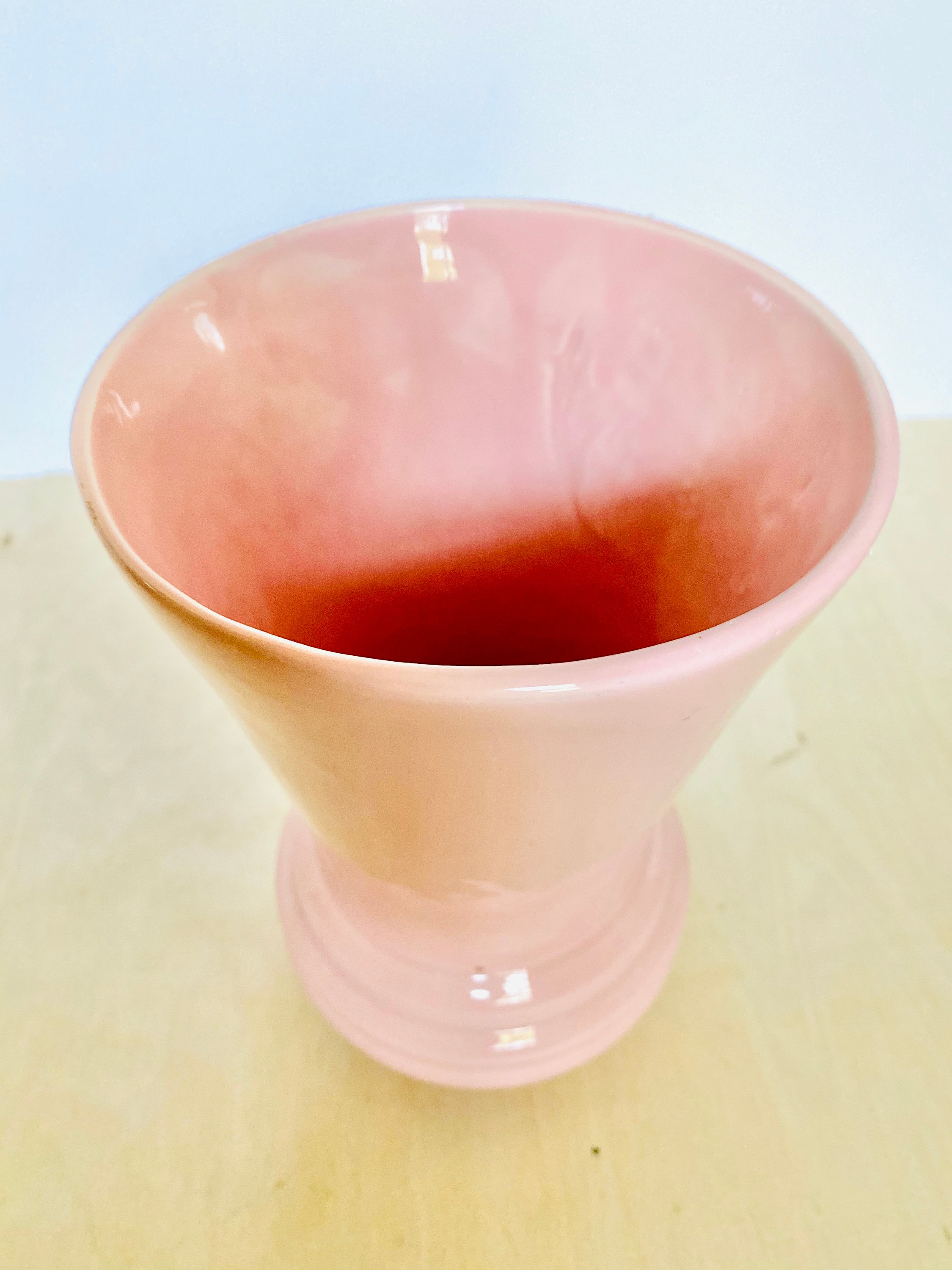 Vintage Mid-Century Pastel Pink Ribbed McCoy Pottery Vase/Planter