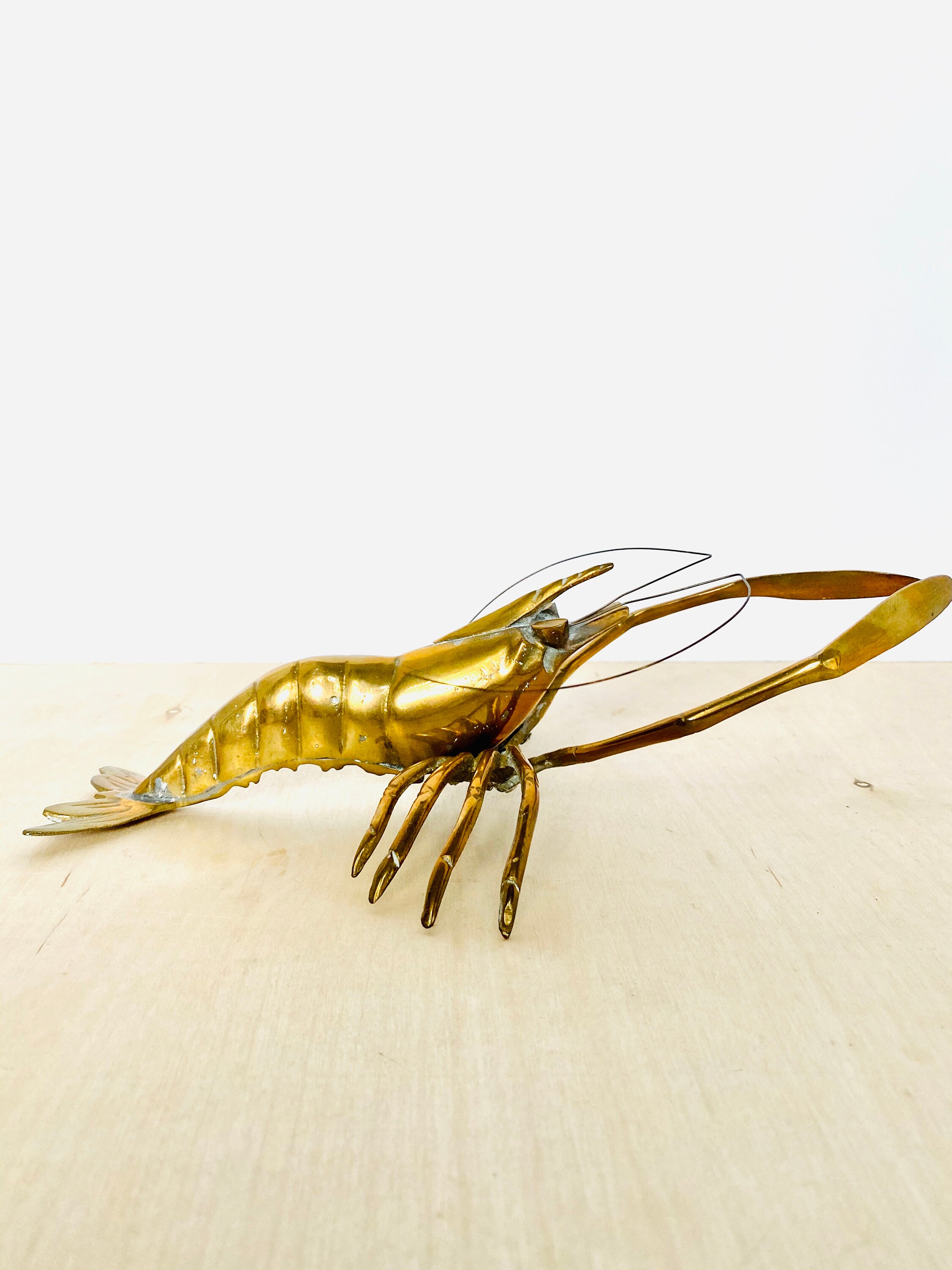 Vintage Mid-Century Brass Lobster Figurine or Wall Hanging