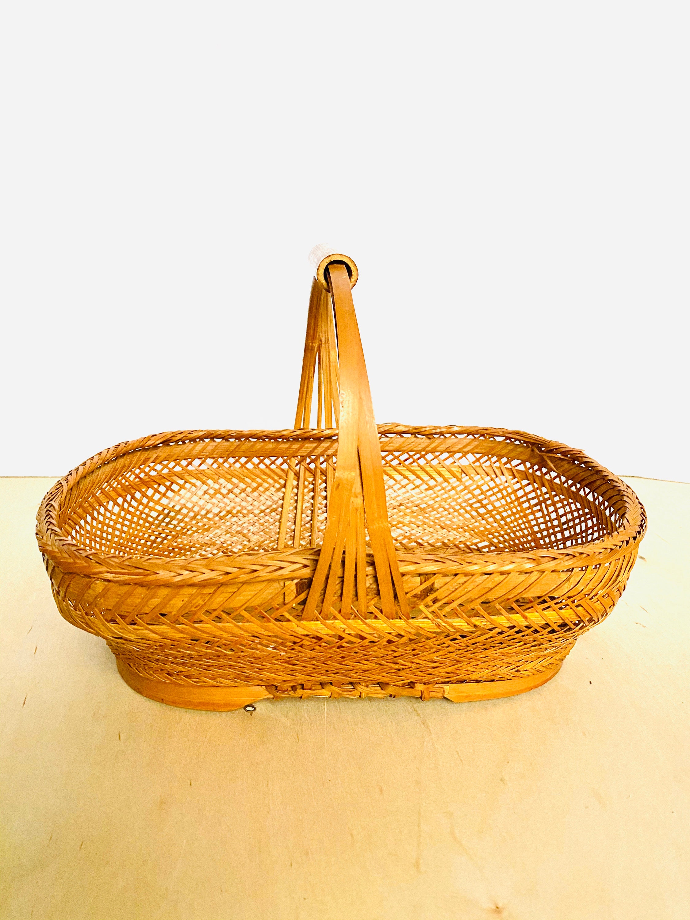 Set of 2 Vintage Wicker Bamboo Baskets