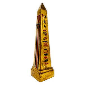 Vintage Egyptian Obelisk by Bellini Hand Painted Gold Leaf Pottery ...