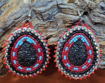Hand Beaded Earrings Authentic Anishinaabe/ojibwe Beadwork Free ...
