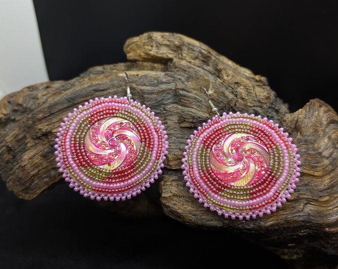 Hand Beaded Earrings Authentic Anishinaabe/ojibwe Beadwork Free ...