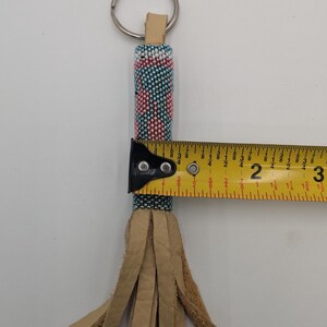 Peyote Stitch Beaded Leather Keychain With Simple Feather Design ...