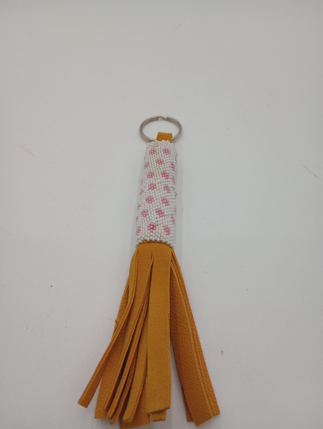 Peyote Stitch Beaded Leather Keychain - Authentic Ojibwe/anishinaabe ...