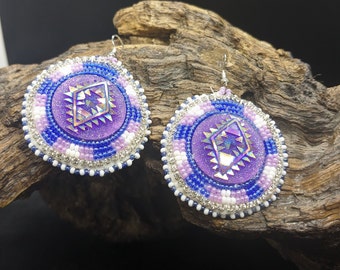 Hand Beaded Earrings Authentic Anishinaabe/ojibwe Beadwork Free ...
