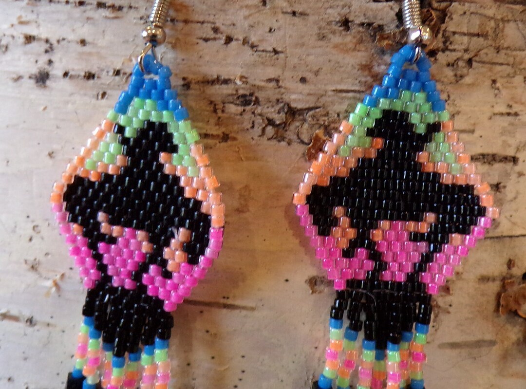 Hand Beaded Earrings Authentic Ojibwe Anishinaabe Beadwork Free ...