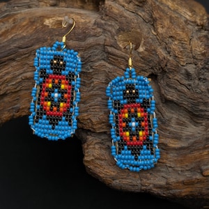 Hand Beaded Turtle Earrings Authentic Ojibwe Anishinaabe Beadwork Free ...