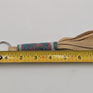 Peyote Stitch Beaded Leather Keychain With Simple Feather Design ...