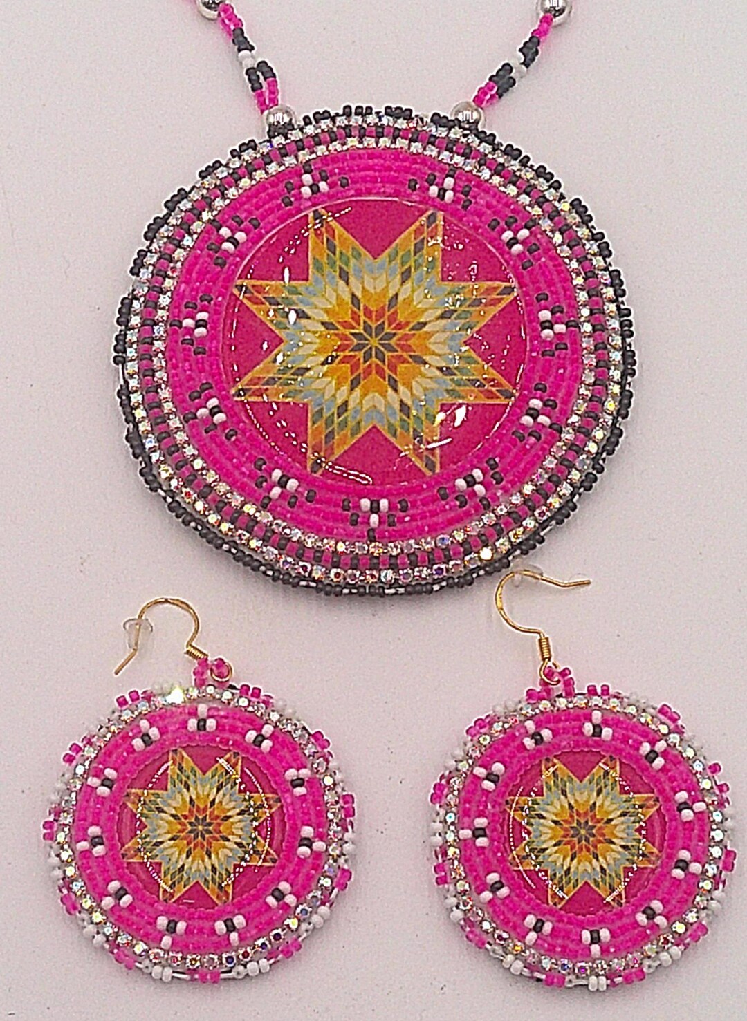 Hand Beaded Medallion and Earrings Set - Authentic Anishinaabe/ojibwe ...