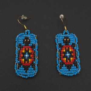 Hand Beaded Turtle Earrings Authentic Ojibwe Anishinaabe Beadwork Free ...