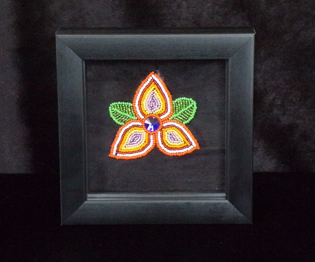 Traditional Ojibwe/anishinaabe Floral Beadwork in Shadowbox Frame - Etsy
