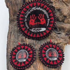 MMIW Medallion/earring Set by Anishinaabe/ojibwe Bead Artist- Free ...