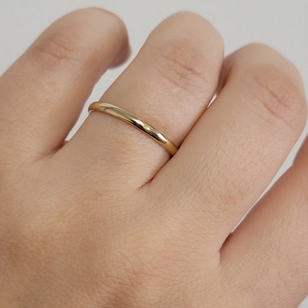 14k Solid Gold Wedding Ring, 2MM Gold Wedding Band, Matching Band ...