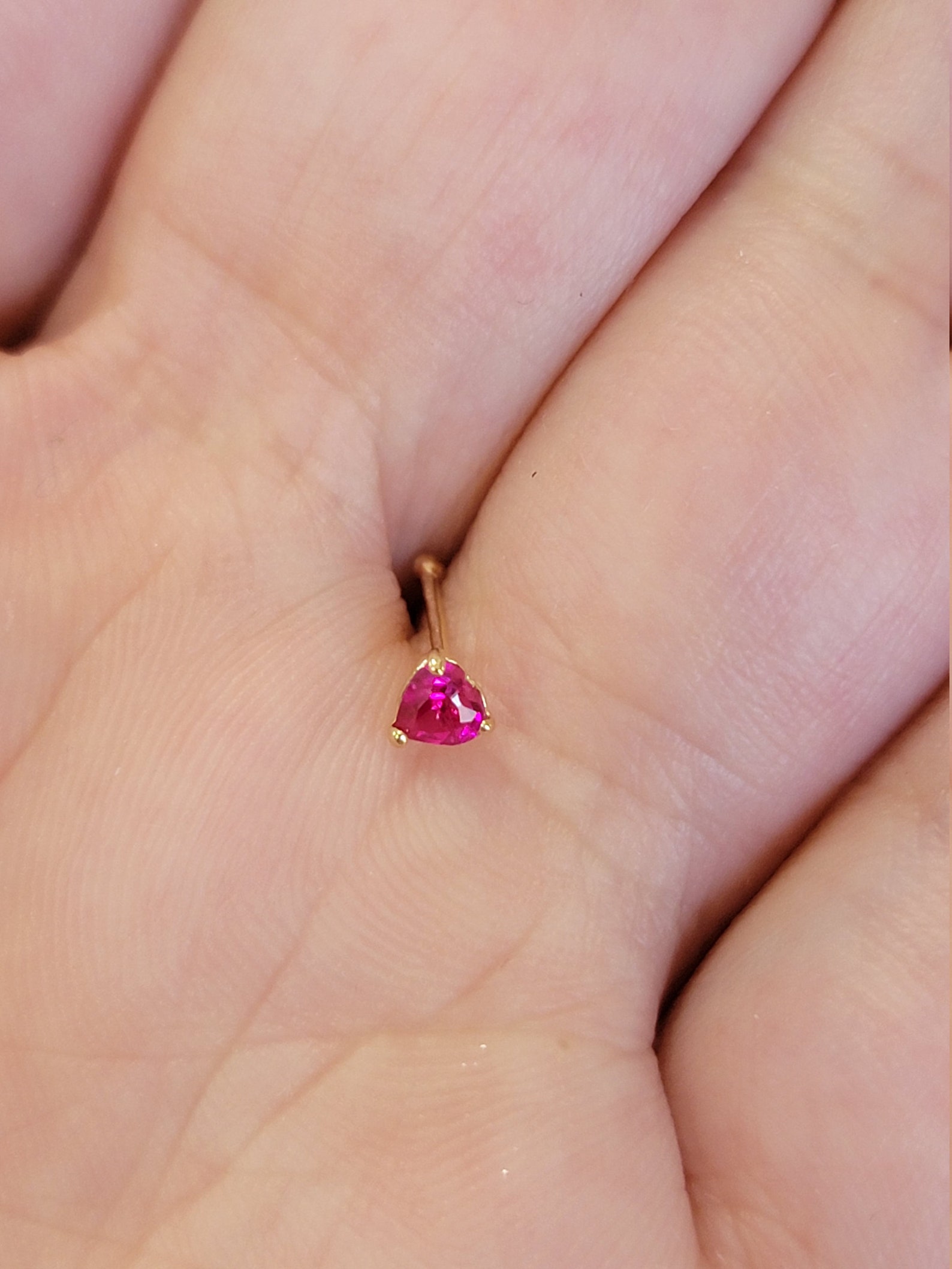 Ruby Nose Stud 14k Solid Gold Nose Stud Ruby Nose Pin14k - Etsy