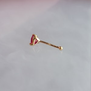 Ruby Nose Stud, 14k Solid Gold Nose Stud, Ruby Nose Pin,14k Gold, Nose ...