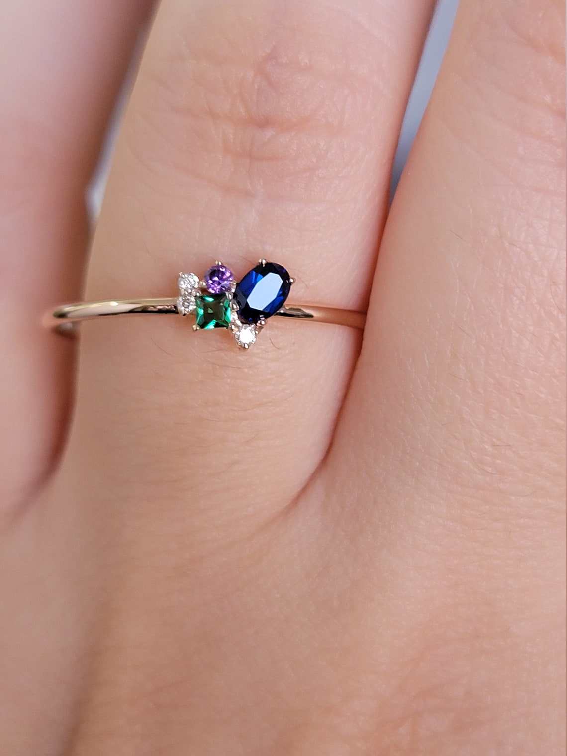 Multi-stone Ring Cluster Diamond Ring Cluster Gemstones - Etsy