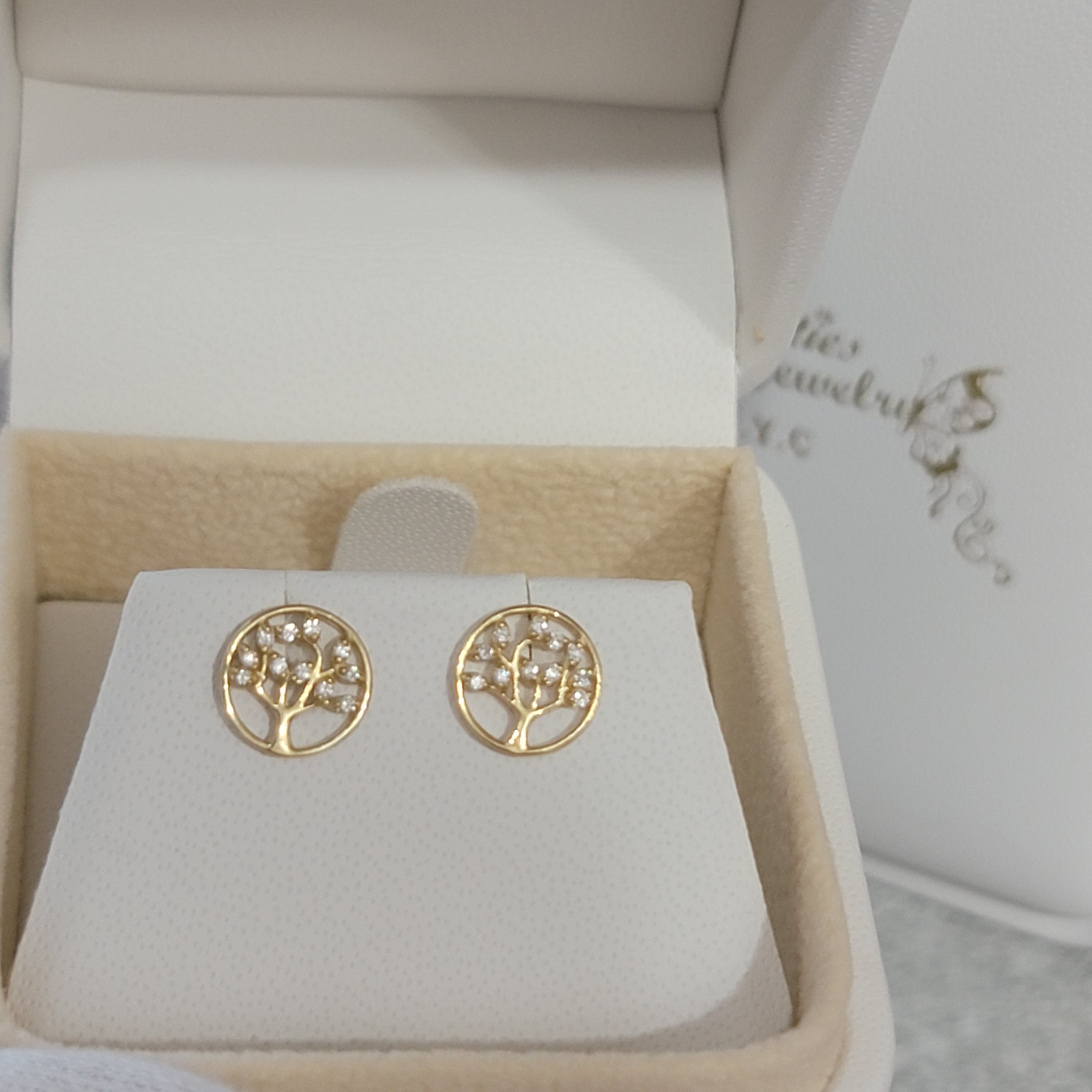 Tree of Life Diamond Stud Earrings Tree Studs 14k Solid Gold | Etsy