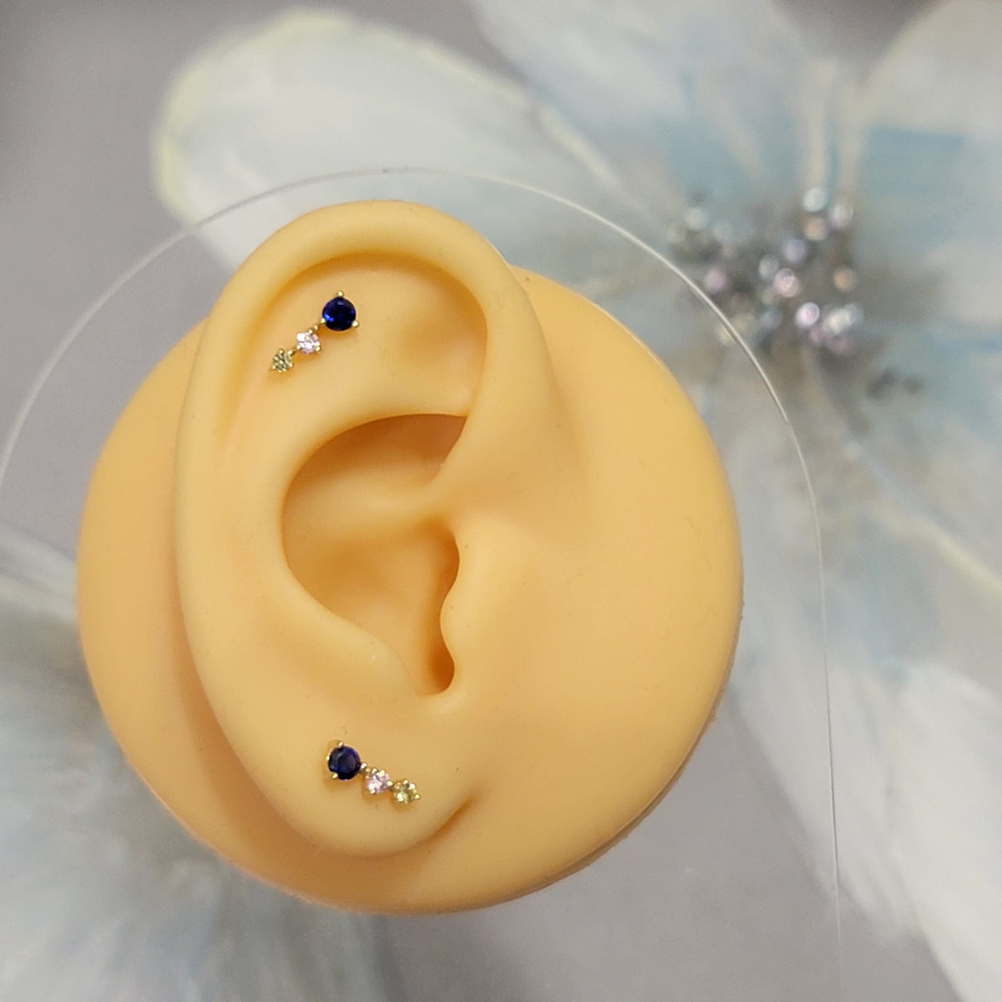 Cluster Gemstone Stud Earrings 14K Gold Gemstone Studs - Etsy