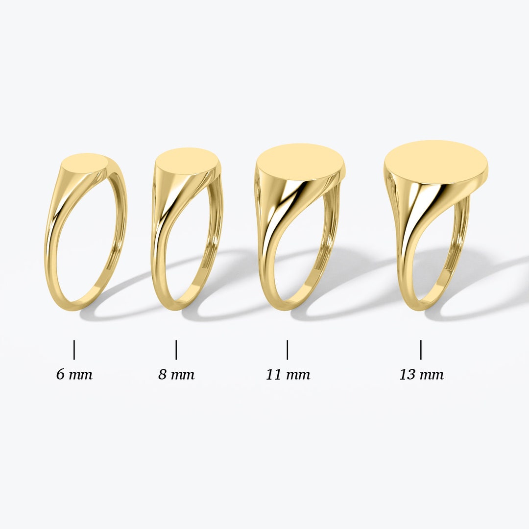 14k Solid Gold Engraved Signet Ring, Gold Pinky Ring, Solid Gold ...