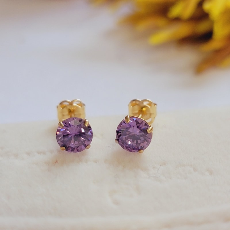 Purple Gold Earrings - Etsy