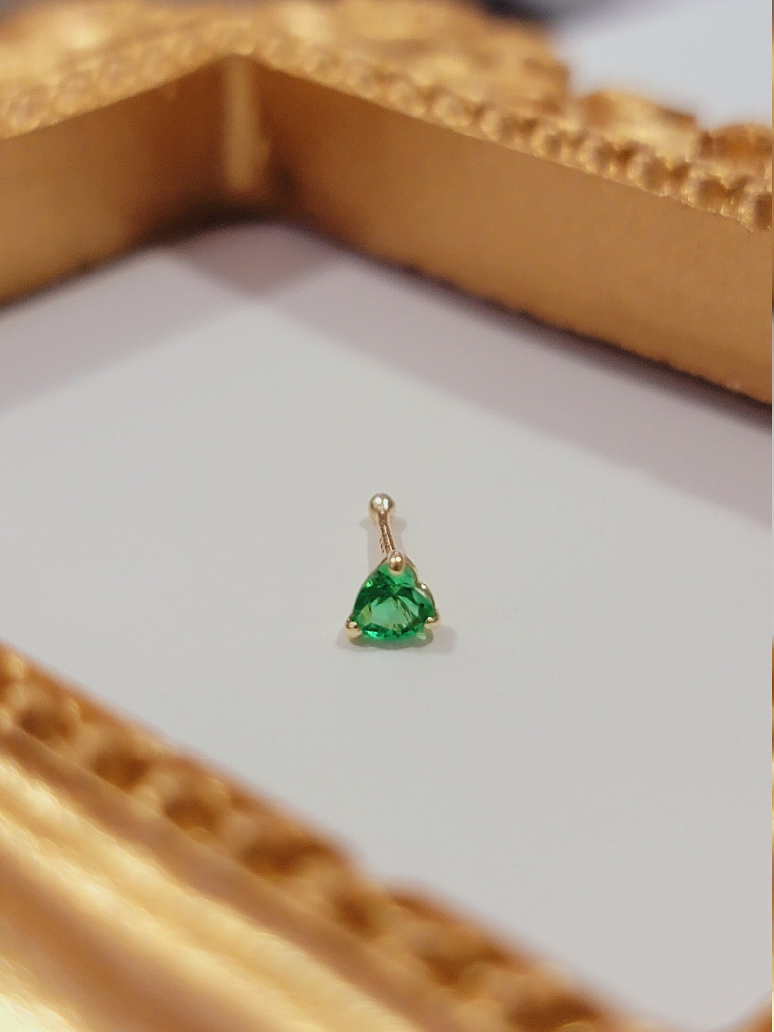 Gold Emerald Nose Stud ,heart Shape Nose Stud Ring, Gold Nose Stud ...