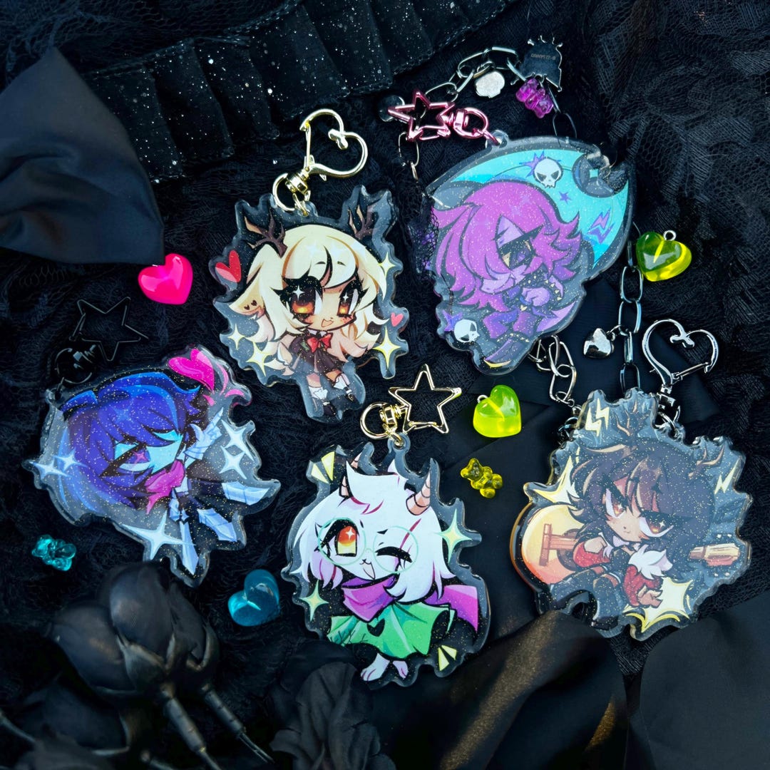Deltarune - Glitter Epoxy Keychains | Kris, Noelle, Susie, Ralsei, Dess ...