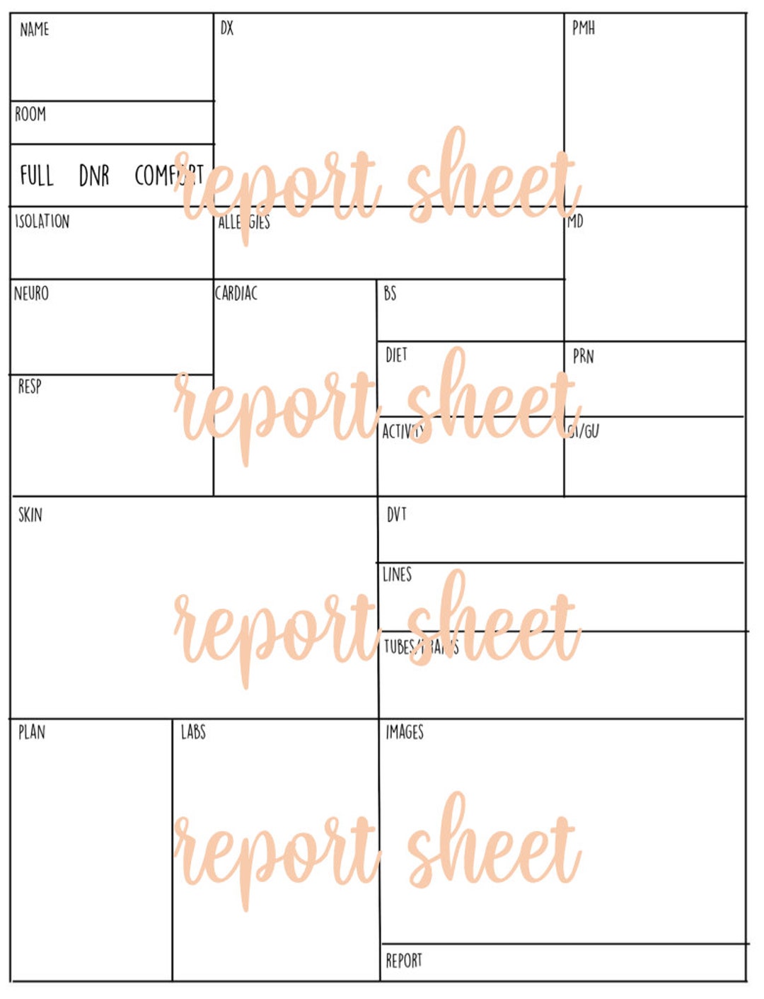 RN Report Sheet - Basic - Etsy