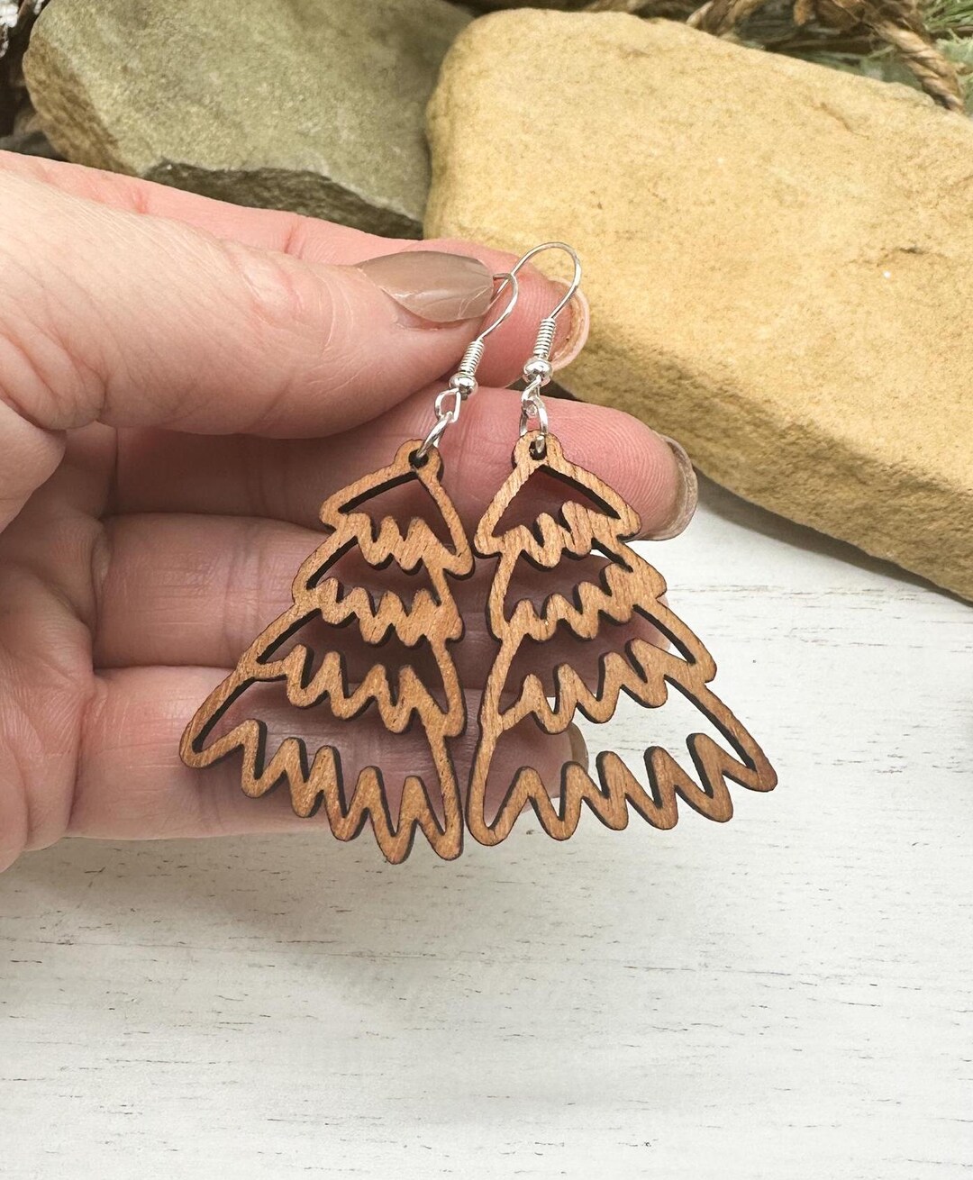 Boho Loopy Christmas Tree Earrings | Christmas Trees | Laser Cut Wood ...