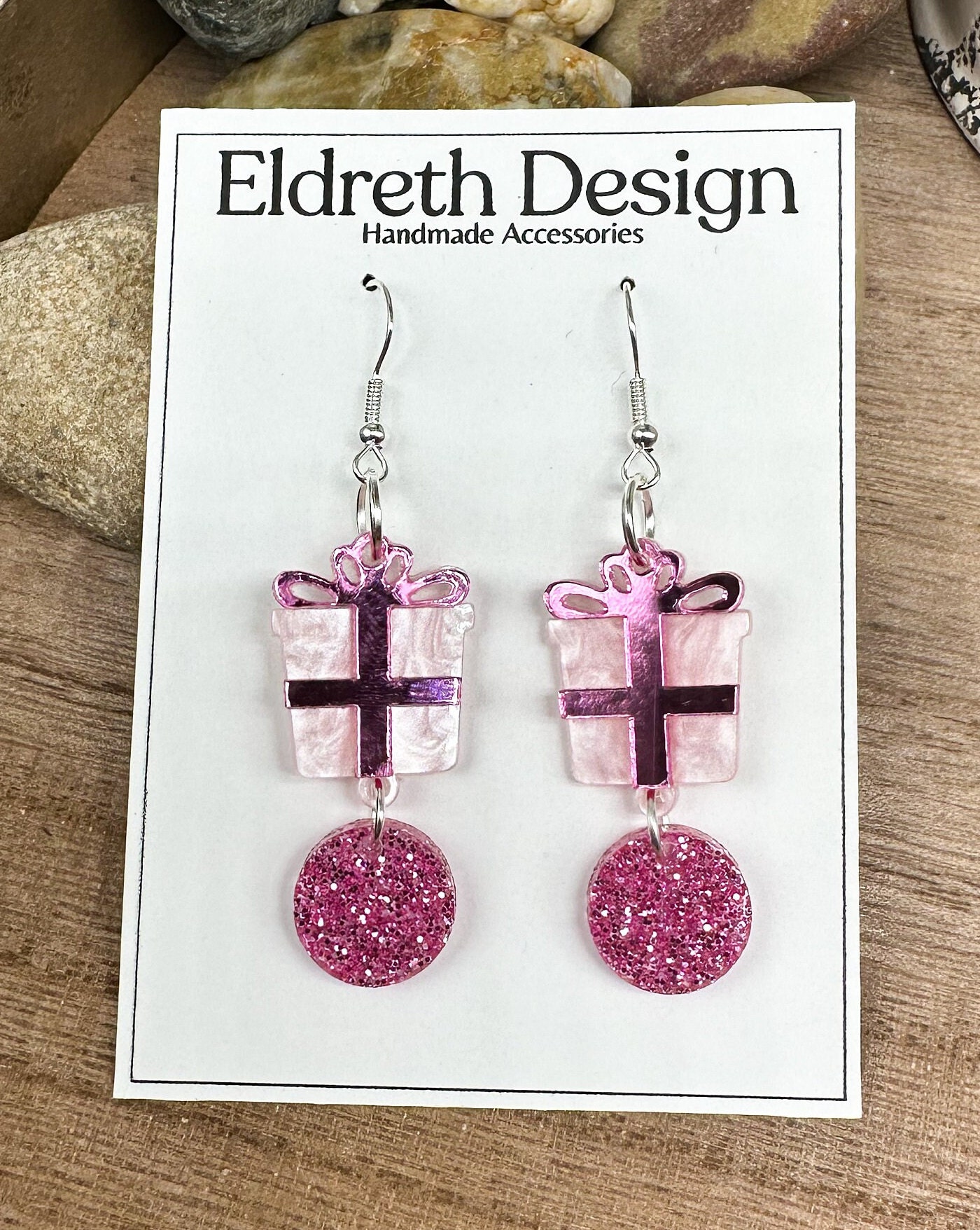 Bubble Pink Glitter Christmas Present Earrings - Etsy