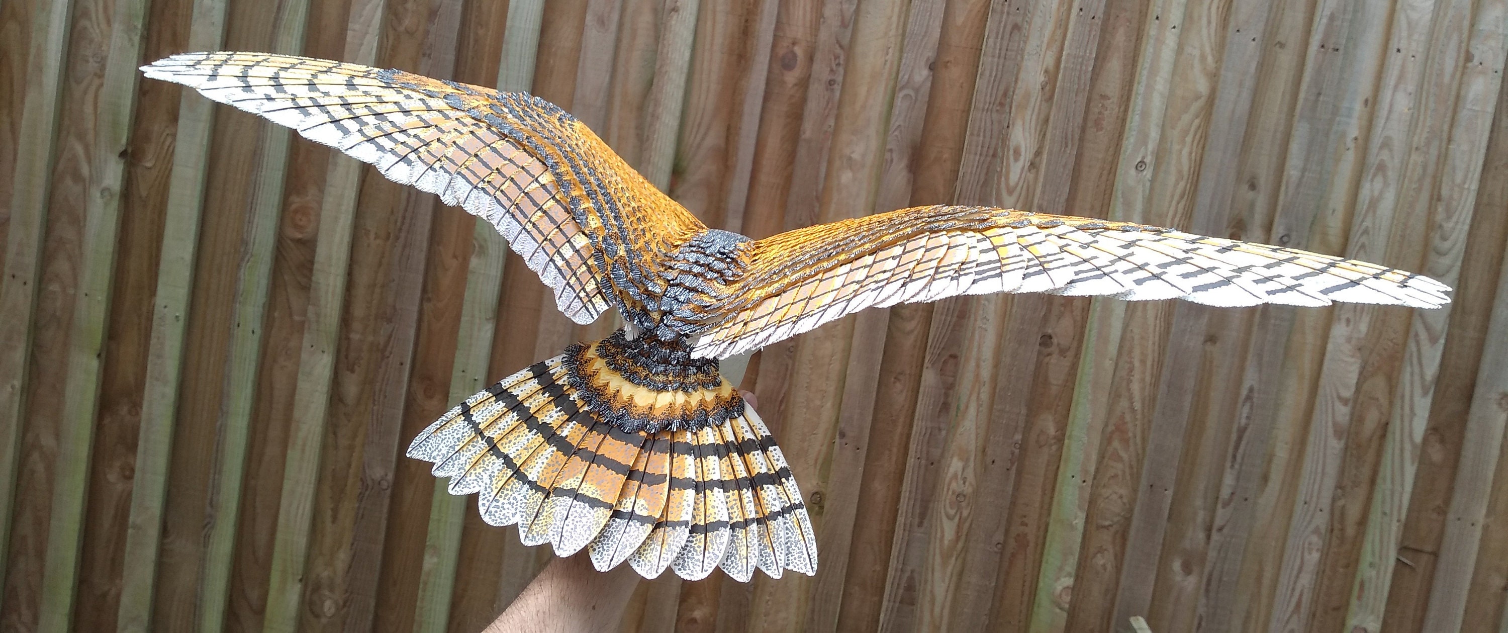 Hand Carved Wood Barn Owl, With Paper Feathered Wings and Tail. - Etsy