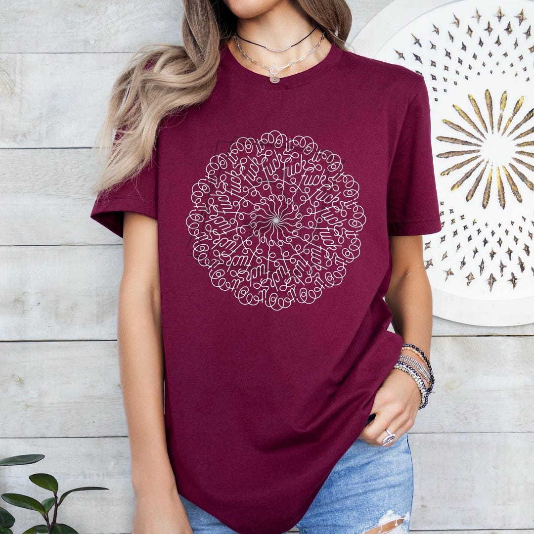 Swear Word Mandala Shirt – Funny Adult Spiral Tee, Sarcastic Cursive ...