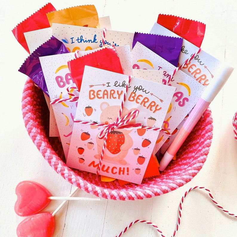 Cute Animal Fruit Printable DIY Classroom and Teacher Valentines - Etsy