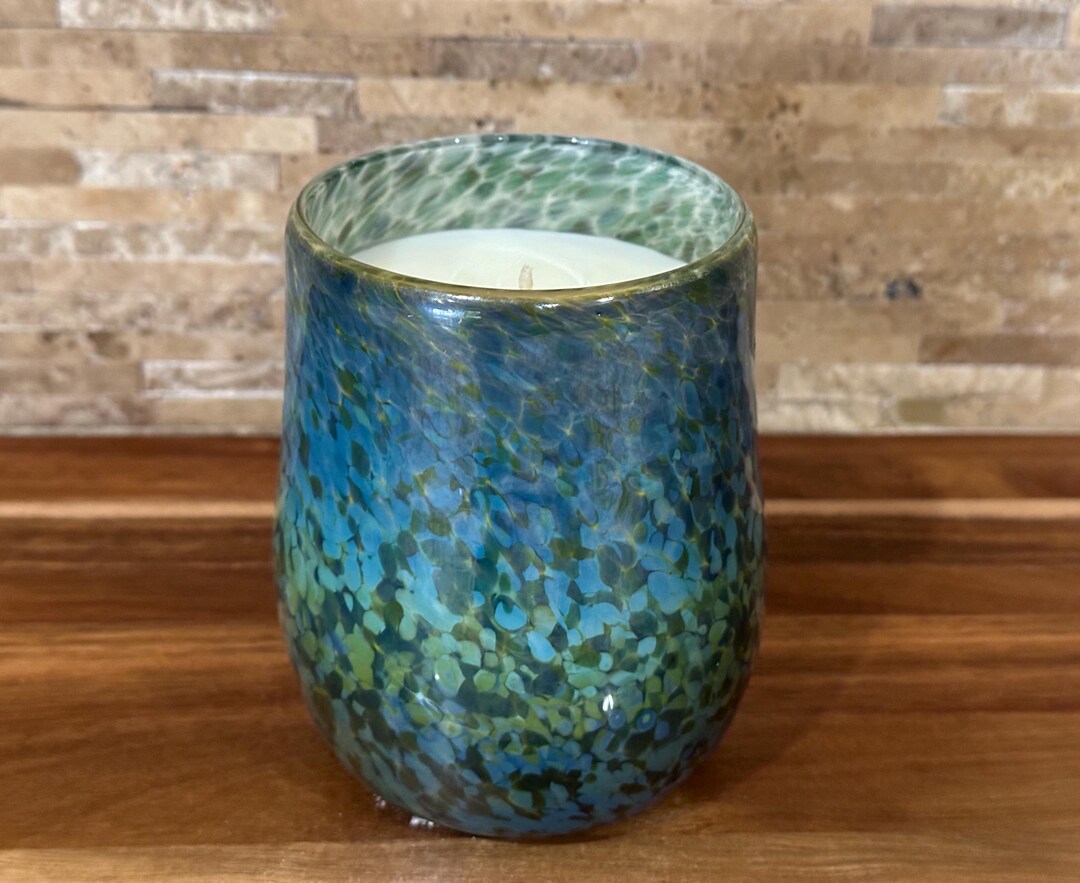 Handmade One of A Kind Blown Glass Candles Featuring Various Shades of ...